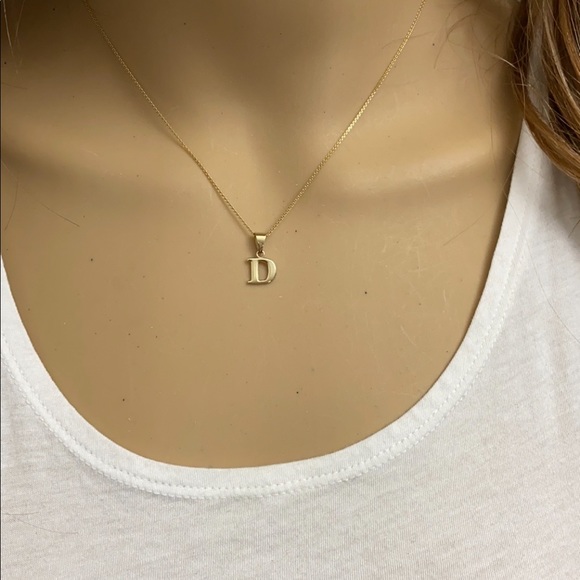 Element Shine | Jewelry | K Solid Gold Small Mini Initial Letter D ...